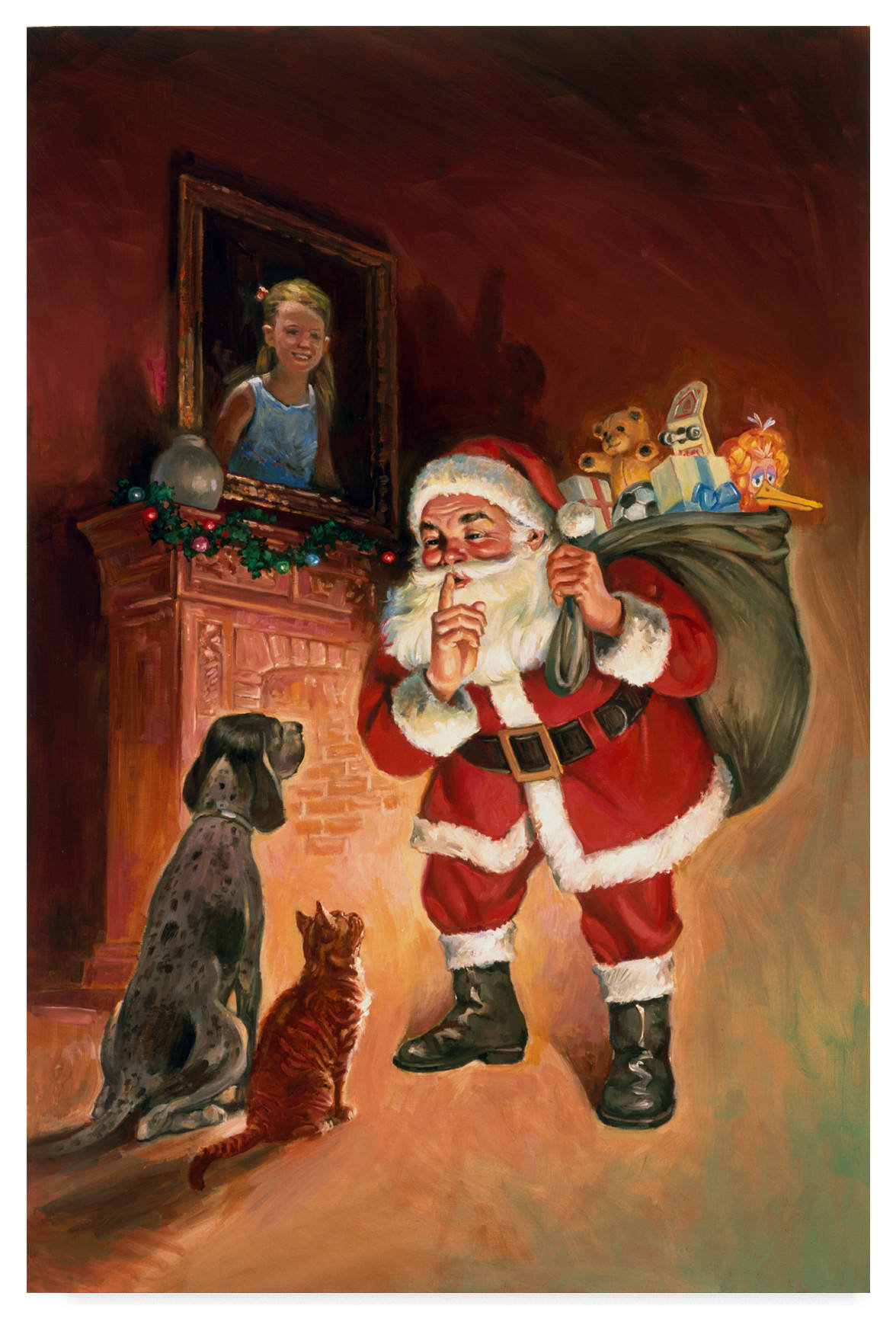 Hal Frenck 'Santa And Family Pets' Canvas Art, 32"x22" - Traditional ...