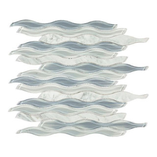 Mosaic Tile Glass and Marble Surface Waves - Contemporary - Mosaic Tile ...
