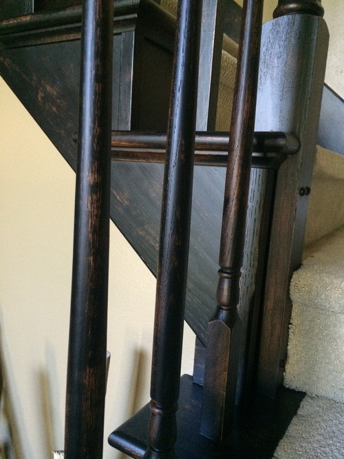 Honey oak banister