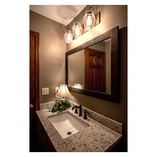 Gray Powder Room with Quartz Countertops - Powder Room - Cleveland - by ...