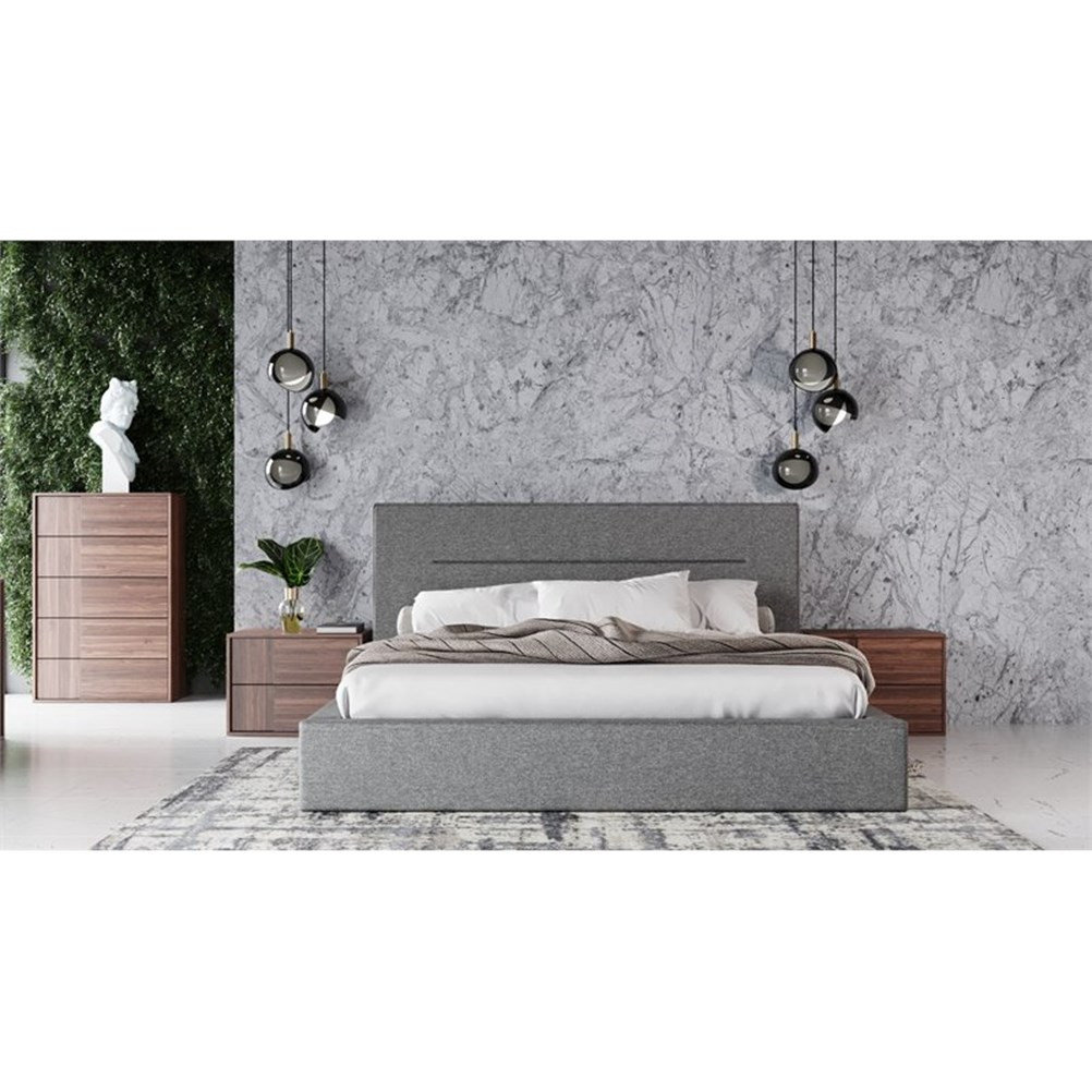 Modrest Juliana 84x86.75" Modern Fabric Upholstered Eastern King Bed in ...