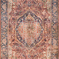 Red Navy Printed Polyester Layla Area Rug by Loloi II, 2'-6"x9'-6 ...