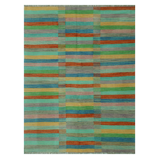 Winchester Kilim Aijaz Blue/Rust Rug, 5'0x6'7, 5'0x6'7 - Contemporary ...