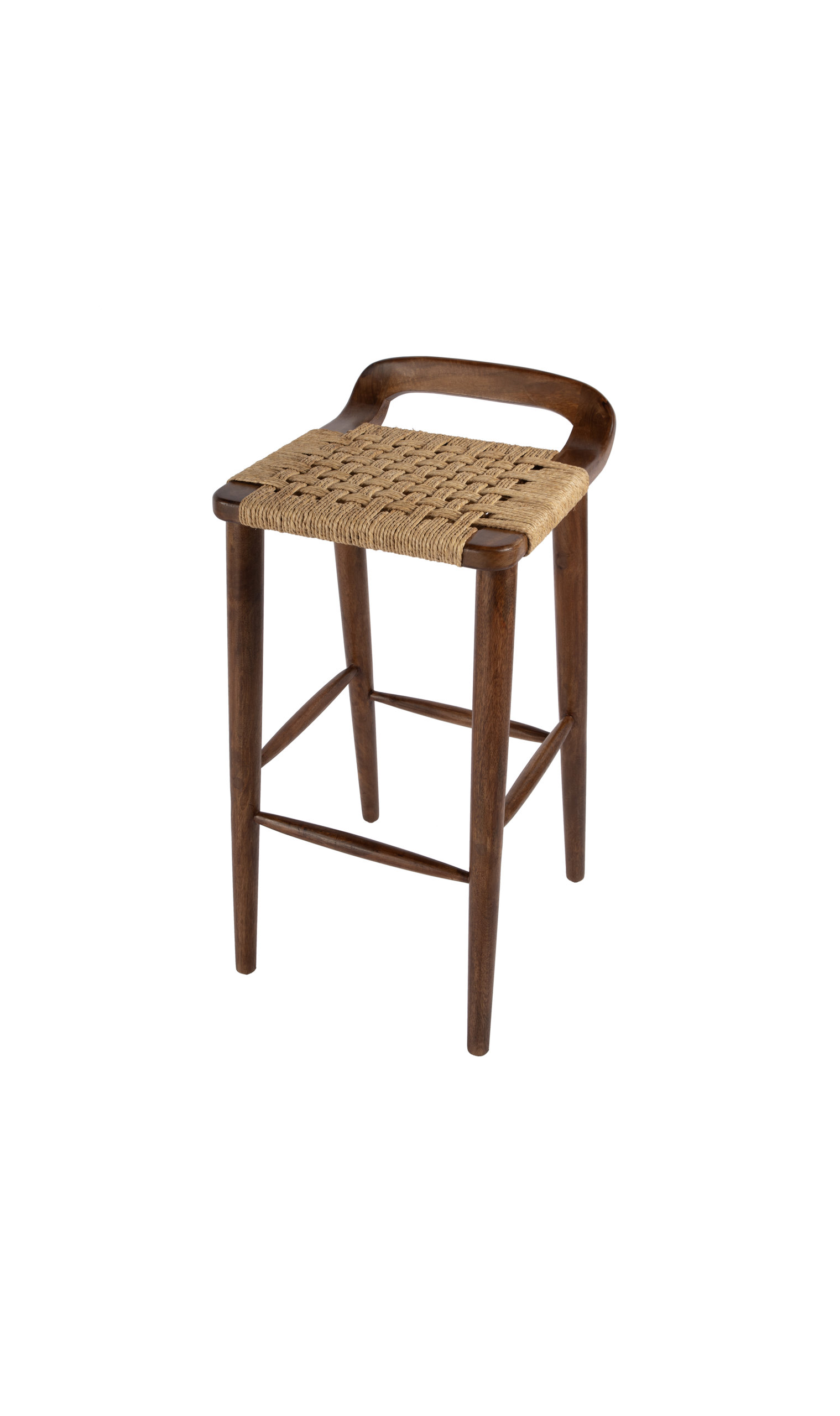 Luna 30 in. Seat Height Wood and Jute Woven Low Back Counter Stool ...