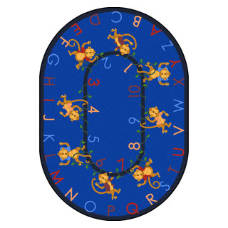 Kid Essentials Rug, Monkey Business, 5'4"x7'8" Oval - Contemporary ...