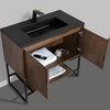 Freestanding Bath Vanity Set, Rose Wood, Integrated Solid Surface Sink ...