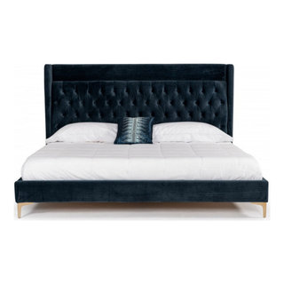 Ozzie Blue Fabric Bed, King - Modern - Bed Frames - by Rustic Home ...