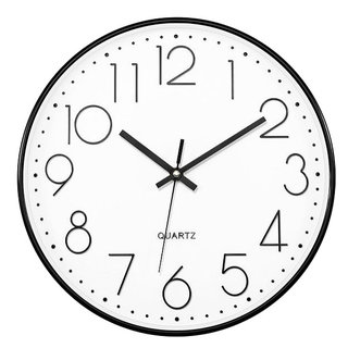 Black Wall Clock 12" Silent Non Ticking Quartz Battery - Transitional ...