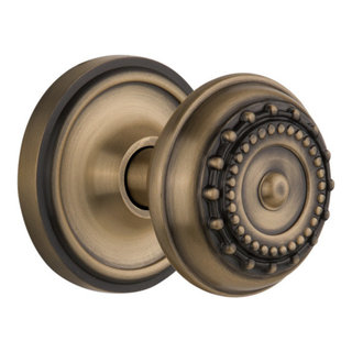 Classic Rosette Interior Mortise Meadows Door Knob, Antique Brass - Traditional - Doorknobs - by ...