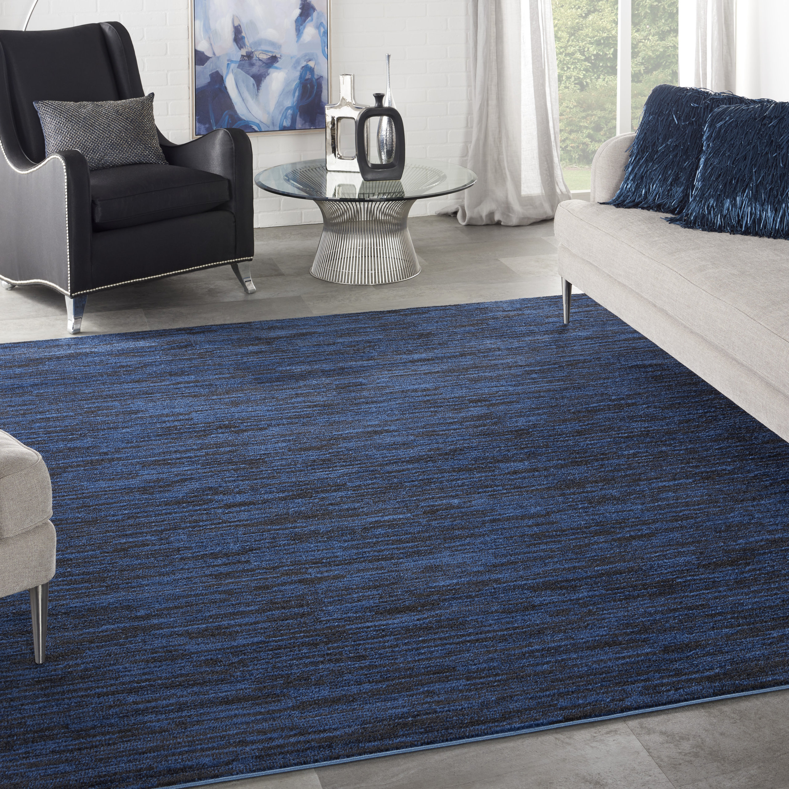 Nourison Essentials NRE01 Area Rug, Midnight Blue, 9' x Square ...