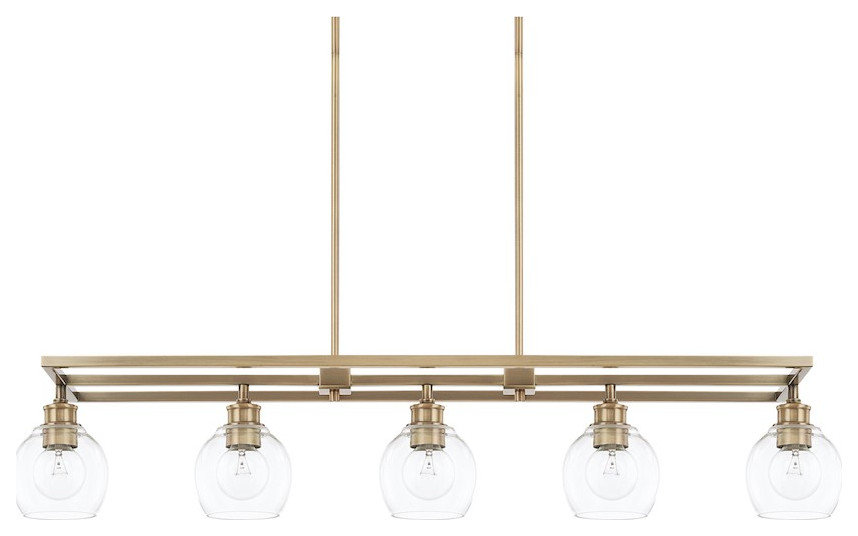 Capital Lighting Mid-Century 5 Light Island, Aged Brass - Transitional ...