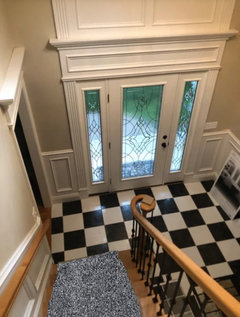 What color carpet on the stairs?