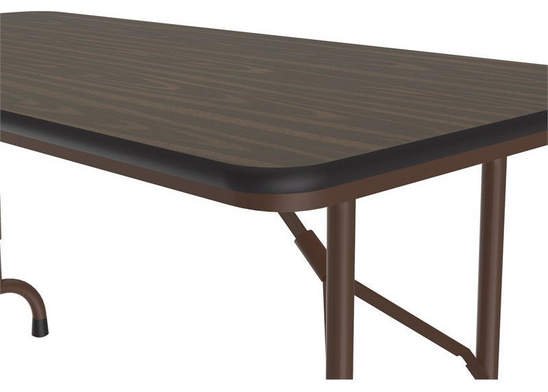 Correll 22 32 H Adjustable Height Melamine Top Folding Table In Walnut