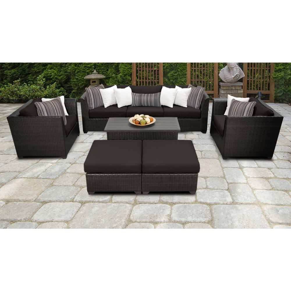 Barbados 8 Piece Outdoor Wicker Patio Furniture Set 08c, Black - Tropical - Outdoor Lounge Sets ...
