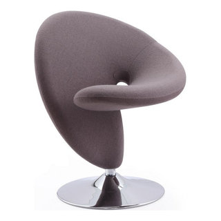 Curl Swivel Accent Chair, Yellow and Polished Chrome - Contemporary ...