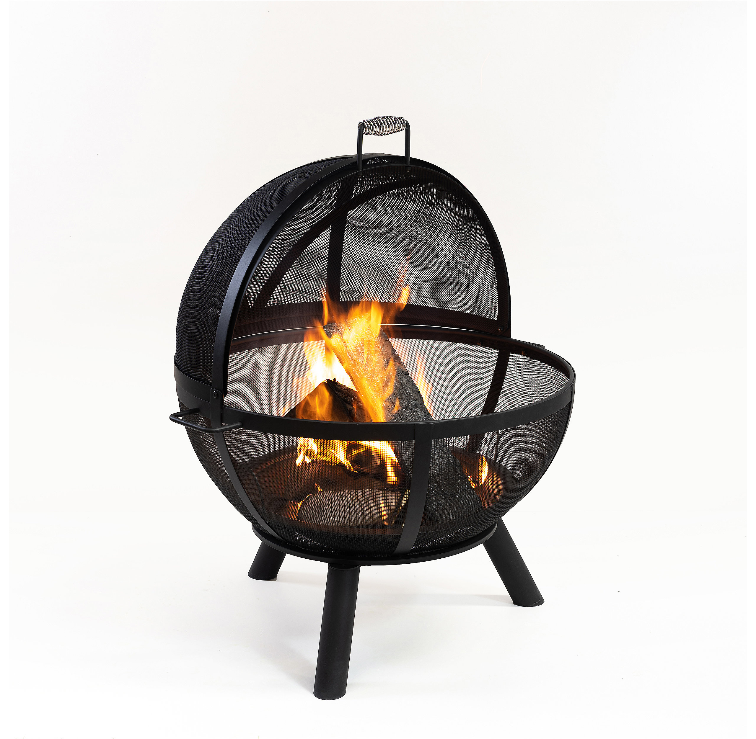 34" Diameter Outdoor Steel Woodburning Sphere Fire Pit - Industrial ...