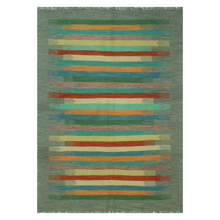 Winchester Kilim Golnar Gray/Blue Rug, 5'7x7'10 - Contemporary - Area ...