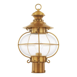 Livex Harbor 1 Light 17" Tall Outdoor Post Top Lantern, Flemish Brass ...