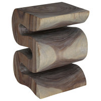 Haussmann Wood Big Wave Verve Accent Snake Table, 14x14x20, Agate Grey ...