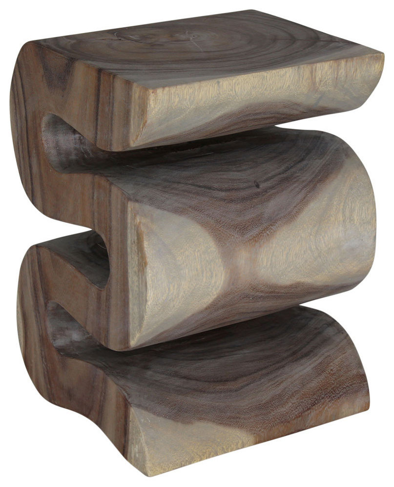 Haussmann Wood Big Wave Verve Accent Snake Table, 14x14x20, Agate Grey ...