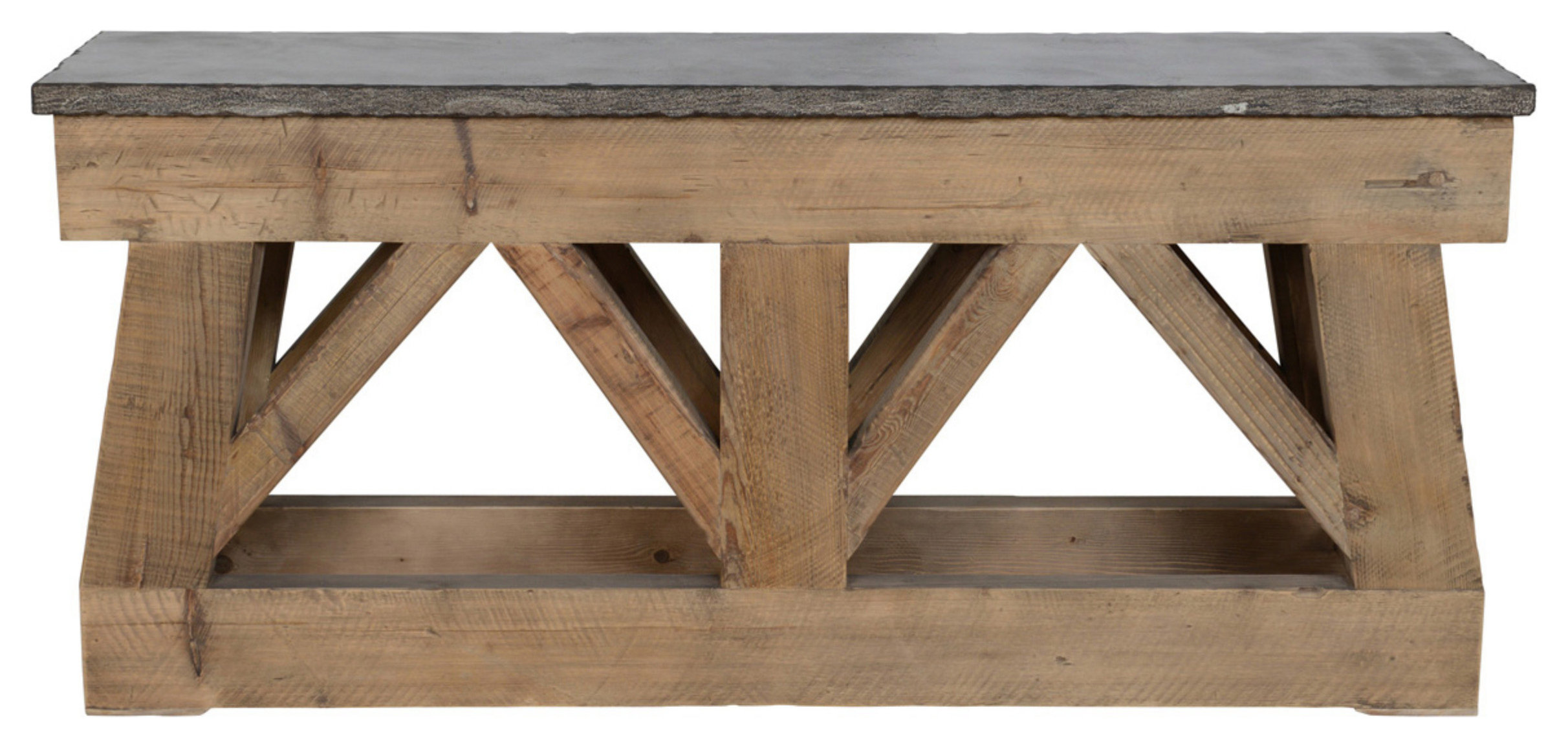 72" Marbella Wood and Stone Top Console Table - Rustic - Coffee Tables ...