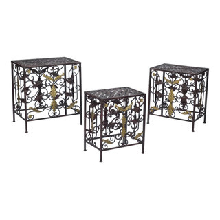 Ramirez Metal Nesting Plant Stand, Dark Red/Gold - Mediterranean ...