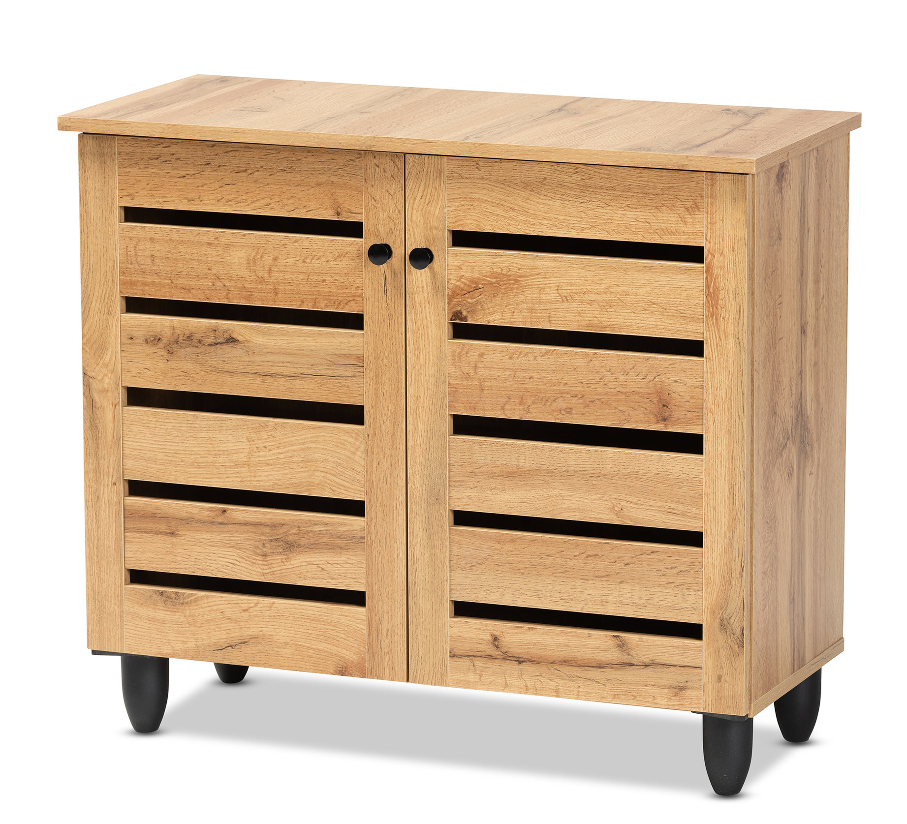 Gisela Modern Oak Brown Finished Wood 2-Door Shoe Storage Cabinet ...