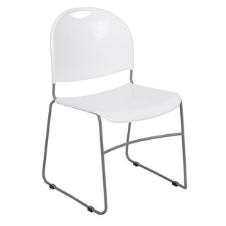 880 lb. Capacity White Ultra-Compact Stack Chair, Silver Powder Coated ...