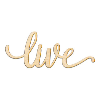 Live Script Wood Word Wall Art Sign, 36" wide x 15" tall - Contemporary ...
