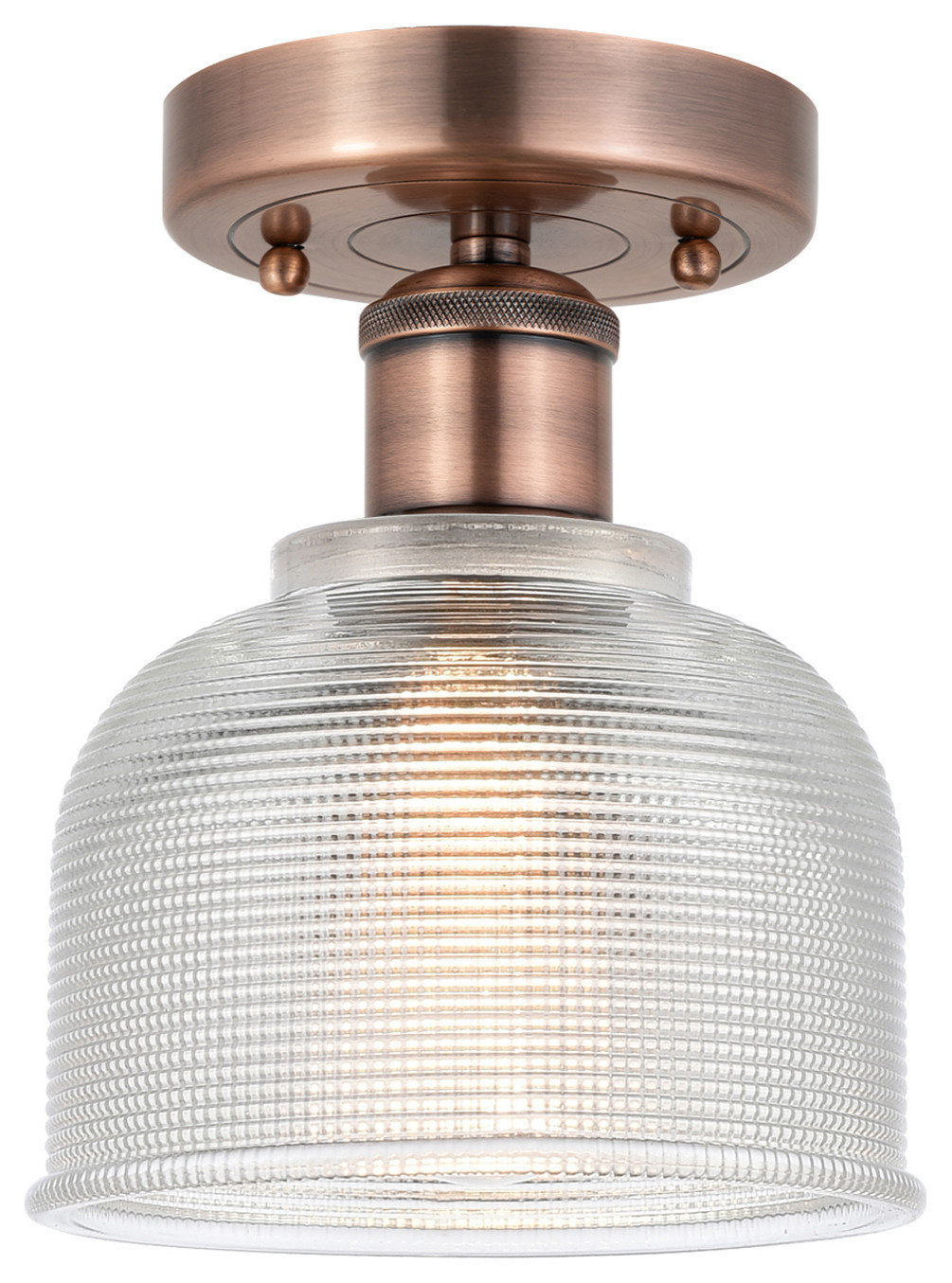Dayton-1 Light 6" Flush Mount-Antique Copper, Clear Glass Shade ...