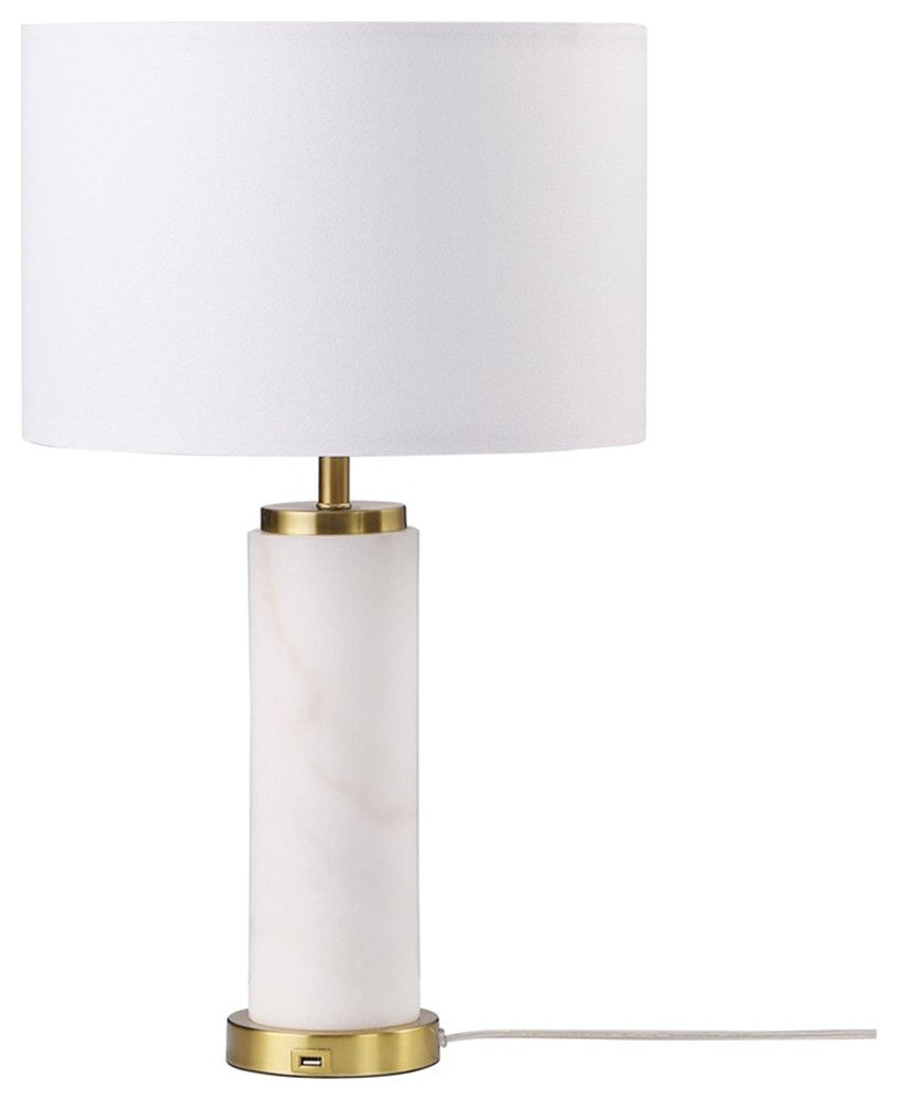 Coaster Lucius Modern Wood Drum Shade Bedside Table Lamp White and Gold ...