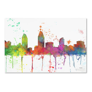 Marlene Watson 'San Diego California Skyline Mclr-1' Canvas Art, 16"x24 ...