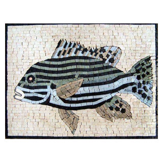 Fish Mosaic, 20" X 15" - Beach Style - Tile Murals - by Mozaico Inc | Houzz
