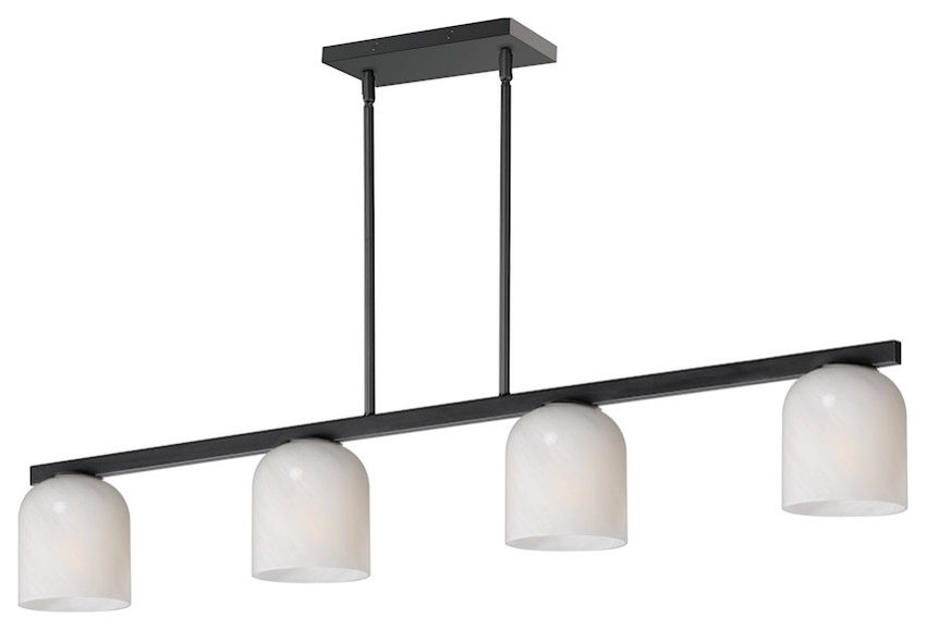 Maxim Lighting Scoop 4 Light Linear Pendant, Black/Marble, 21236MRBK ...