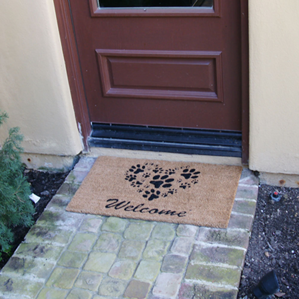Heart-Shaped Paws Welcome Mat, 18"x30" - Contemporary - Doormats - by ...