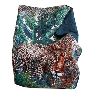 Benzara BM293483 Modern Throw Blanket, Microfiber, Lush Greens/Leopard ...