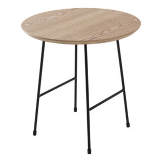 LeisureMod Rossmore Modern Round Side Table With Black Steel Frame ...