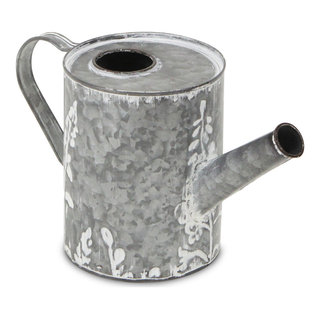 Rustic, Galvanized Metal Pitcher Decor With Garden Pattern - Farmhouse ...