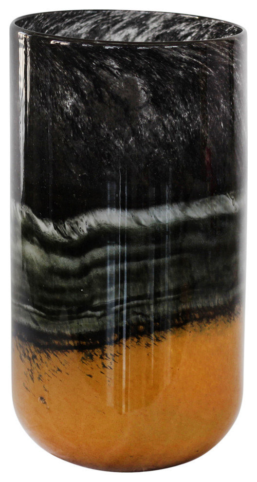 Glass 14" Marble Look Vase, Black - Contemporary - Vases - by Sagebrook ...