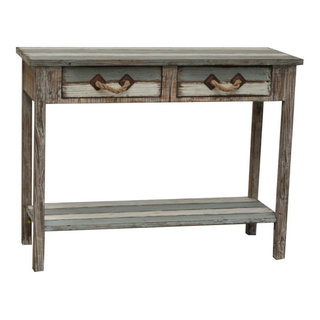 Nantucket 2-Drawer Weathered Wood Console - Beach Style - Console ...