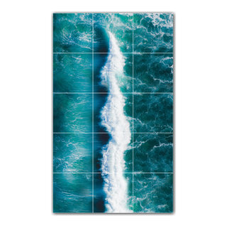 Waves Ceramic Tile Wall Mural HZ501169, 24" Wide x 40" High - Beach ...
