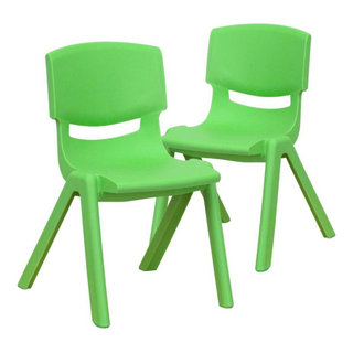 Flash Furniture 12" Plastic Stackable Preschool Chair in Green (Set of ...