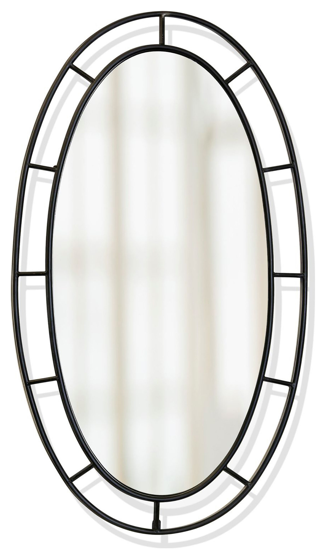 Distressed Black Oval Metal Mirror 26"W X 47"H X 2"D - Transitional ...