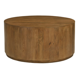 Flagstaff Round Cocktail Table in Modern Spice Tan Finish on Solid Wood ...