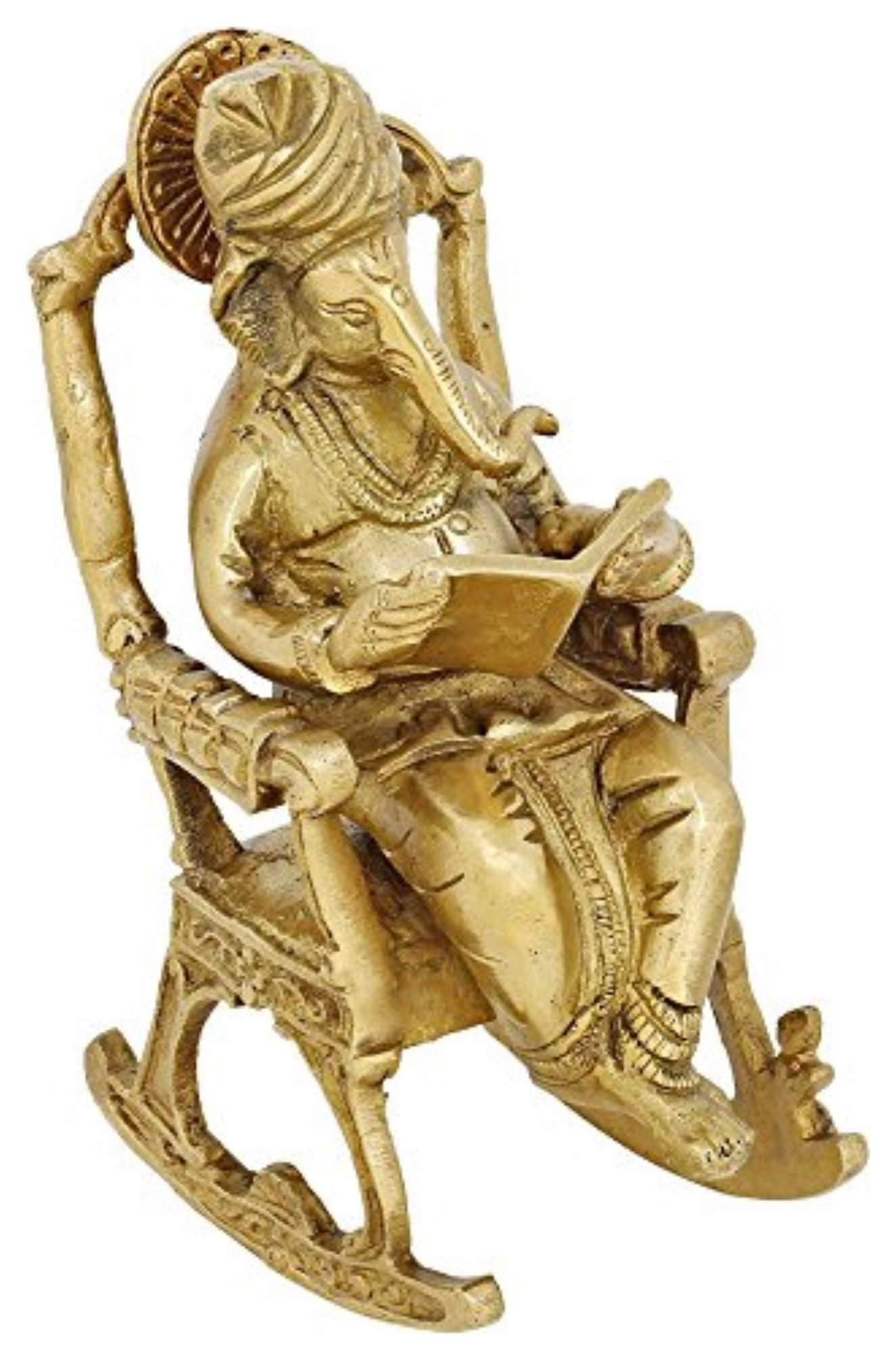 Hindu Art Ganesha God Seated On A Rocking Chair and Reading A Book 7 ...