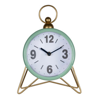 HomeRoots Green Golden Triangle Desk Clock - Midcentury - Desk And ...