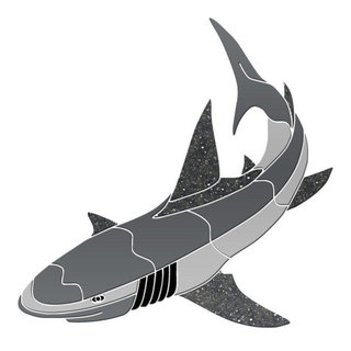Shark 2 Ceramic Swimming Pool Mosaic, 36"x35" - Beach Style - Accent ...