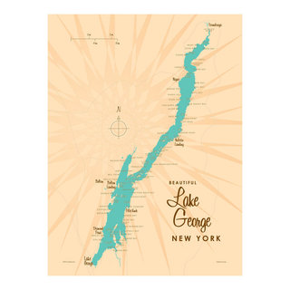 Lakebound Lake George New York Map Art Print, 18"x24" - Contemporary ...