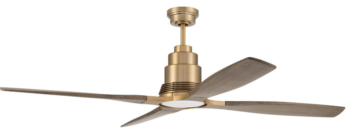 Ricasso 1 Light 60" Indoor Ceiling Fan, Satin Brass - Transitional ...
