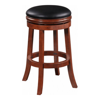 Boraam Wood Backless Swivel Bar Stool in Cherry Finish, 29 Inch ...